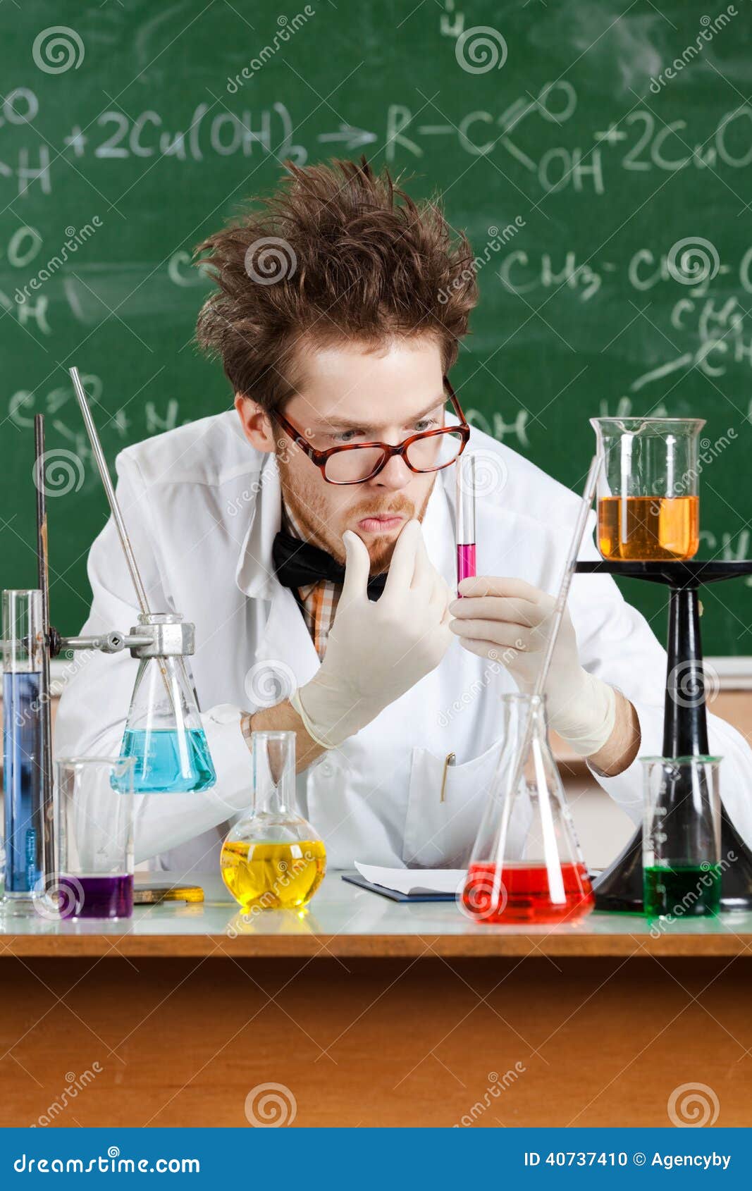 Mad Professor Thinks about the Result of the Experiment Stock Photo ...