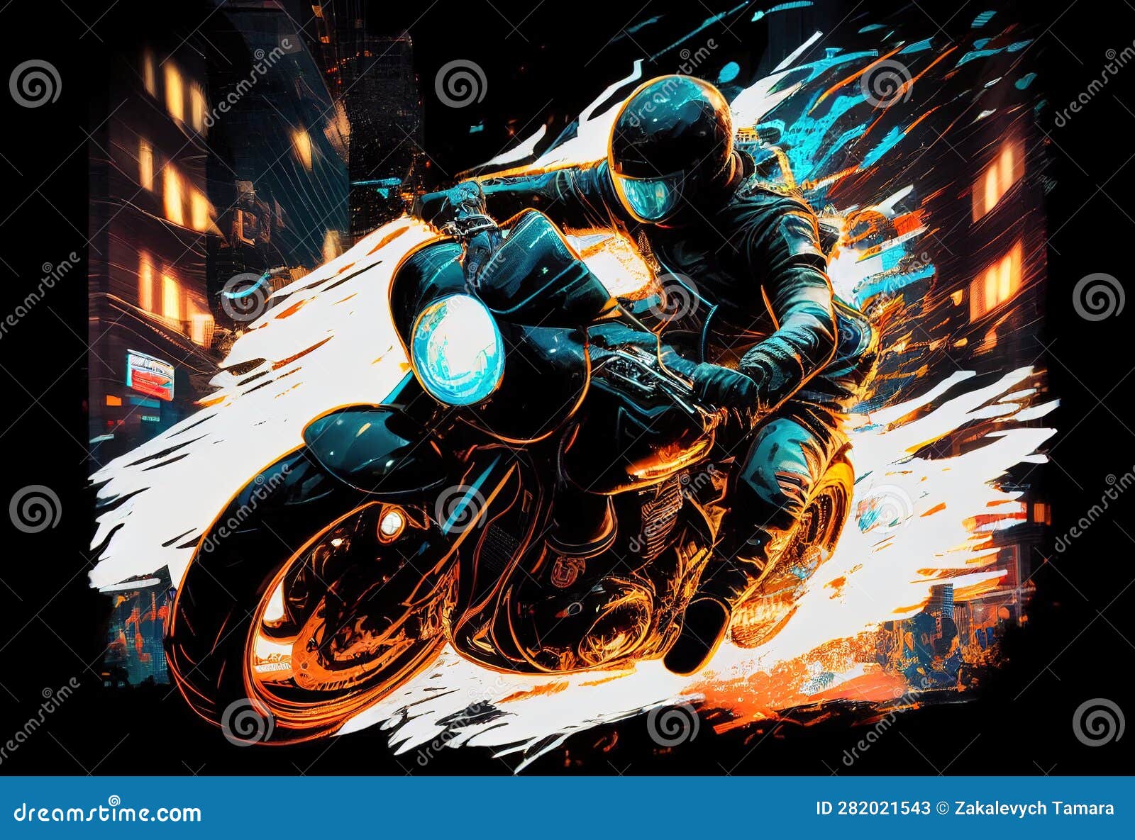 Mad Rider on a Motorcycle Rides Illustration. AI Generative Stock ...
