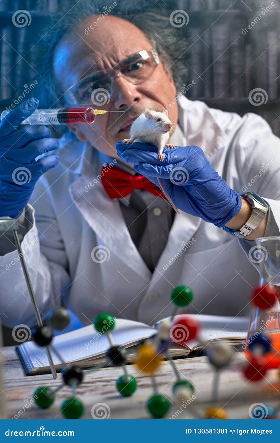 Mad Scientist Doing Experiment on Lab Mouse Stock Image - Image of ...