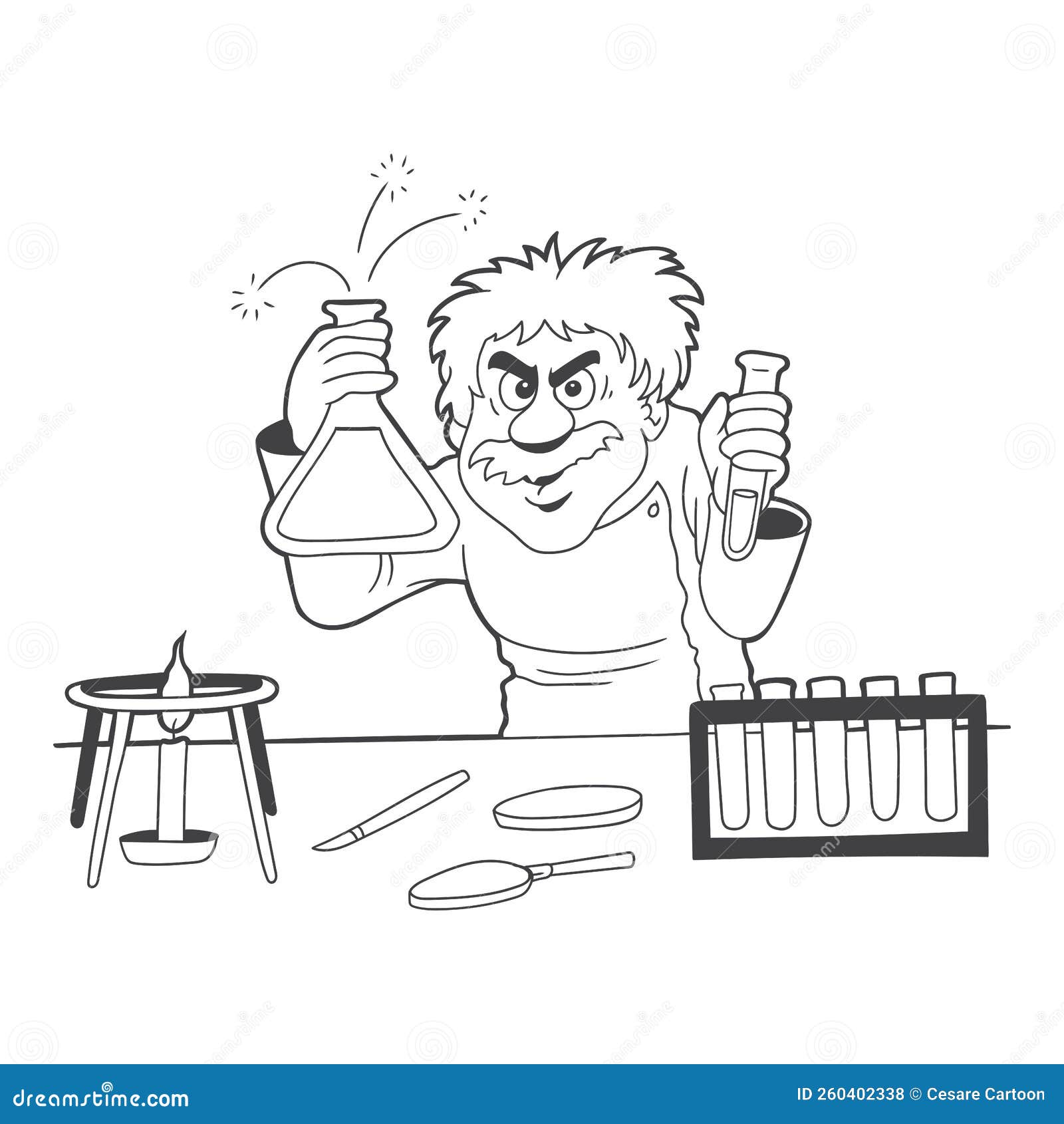 Mad scientist stock illustration. Illustration of detail - 260402338