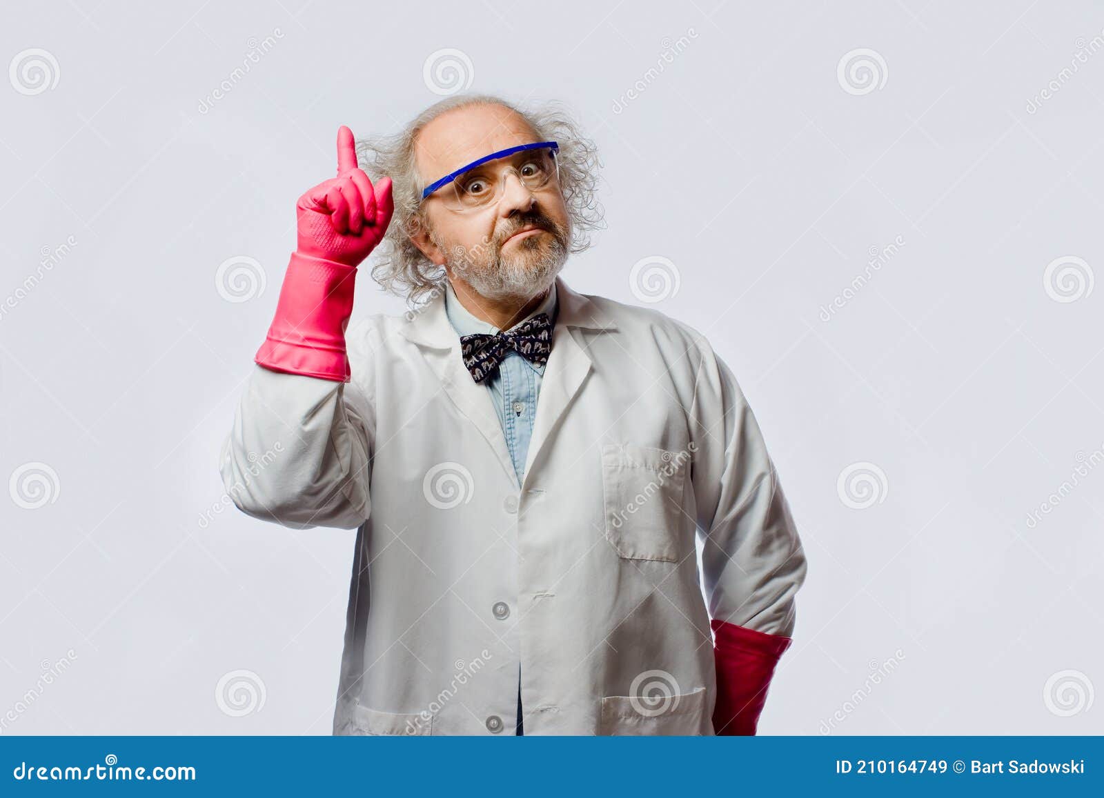 Funny Mad Scientist Pointing Up with His Finger Stock Image - Image of ...