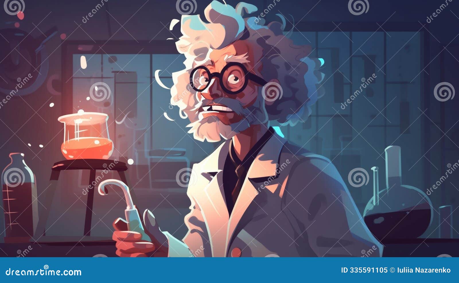 A Mad Scientist in a Science Lab. AI Generated Stock Illustration ...