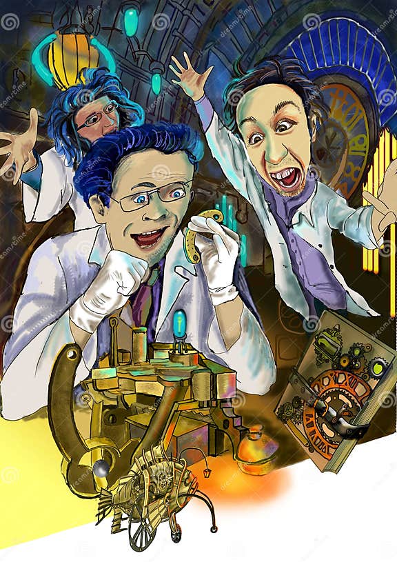 Mad Scientists Working at the Laboratory Stock Illustration ...