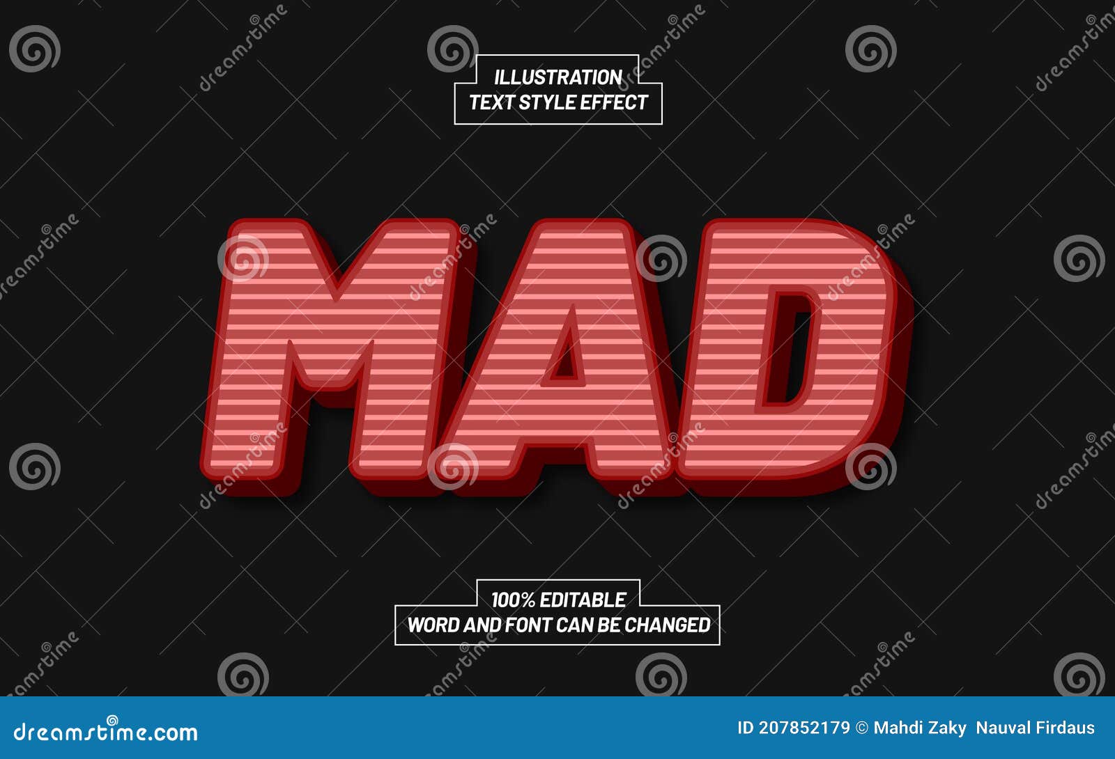 Mad Red Text Style Effect stock vector. Illustration of background ...