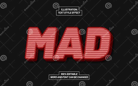 Mad Red Text Style Effect stock vector. Illustration of background ...