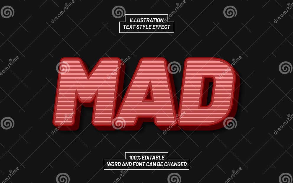 Mad Red Text Style Effect stock vector. Illustration of background ...