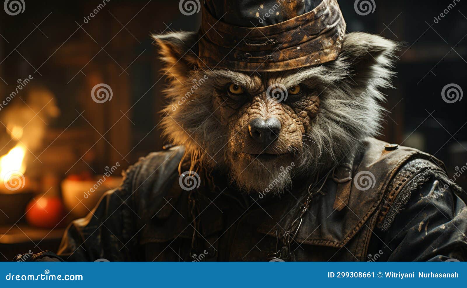 Mad Wolf with Chef Uniform, Hold a Knife in the Kitchen. Generative AI ...