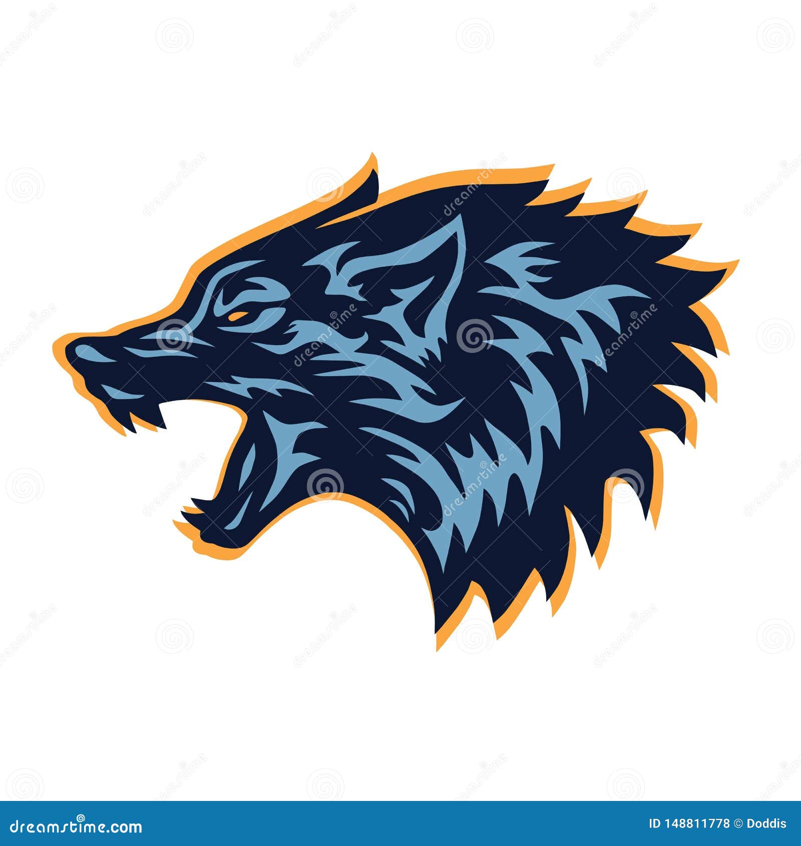 Mad Wolf Logo Template Vector Design Stock Vector - Illustration of ...