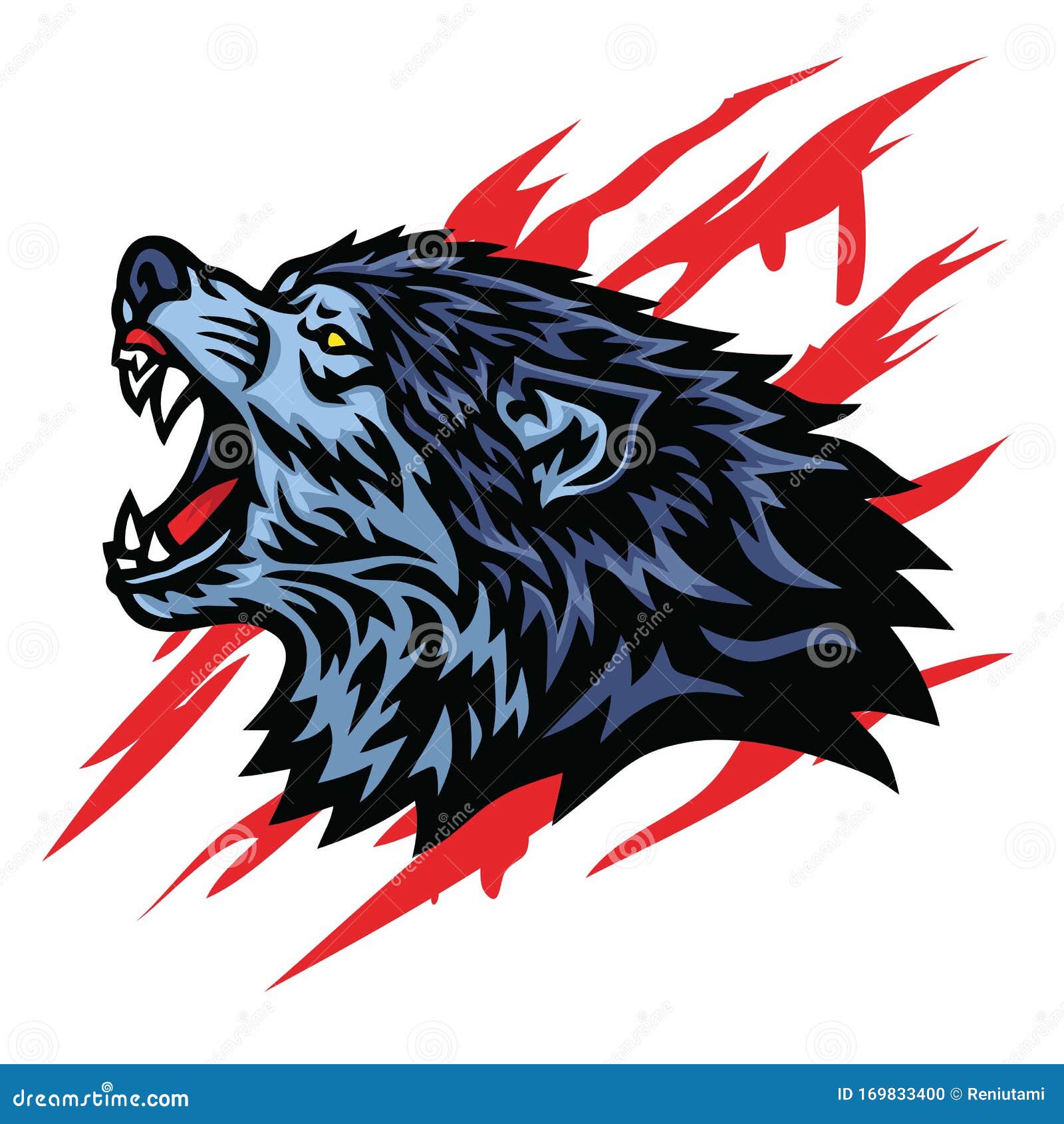 Mad Wolf Logo Template Vector Mascot Design Stock Vector - Illustration ...