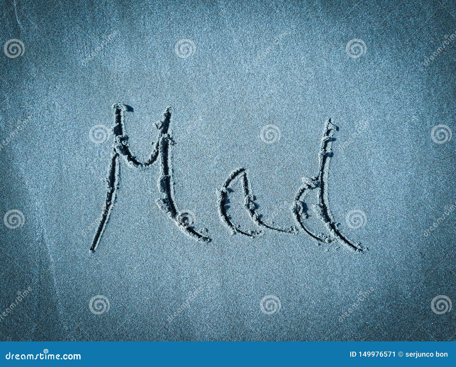 Mad, Word Written on Blue Sand Stock Image - Image of love, card: 149976571