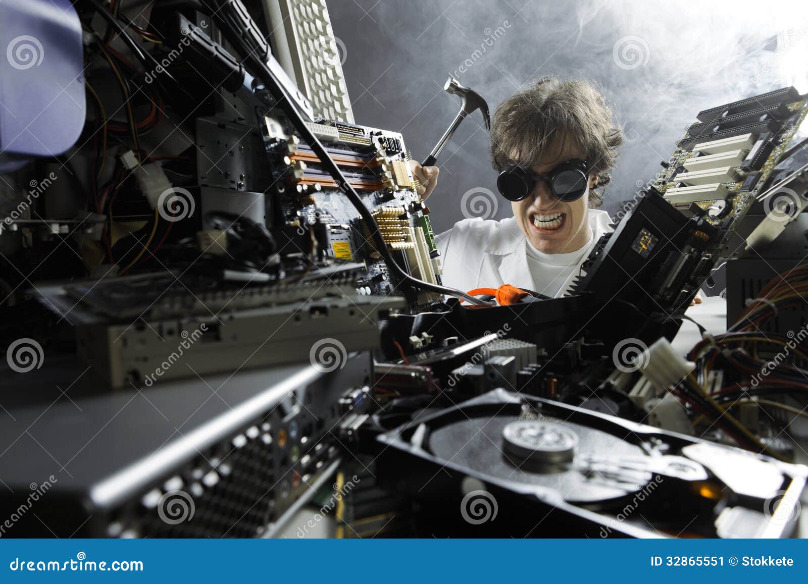 Mad it worker stock image. Image of problems, damaged - 32865551