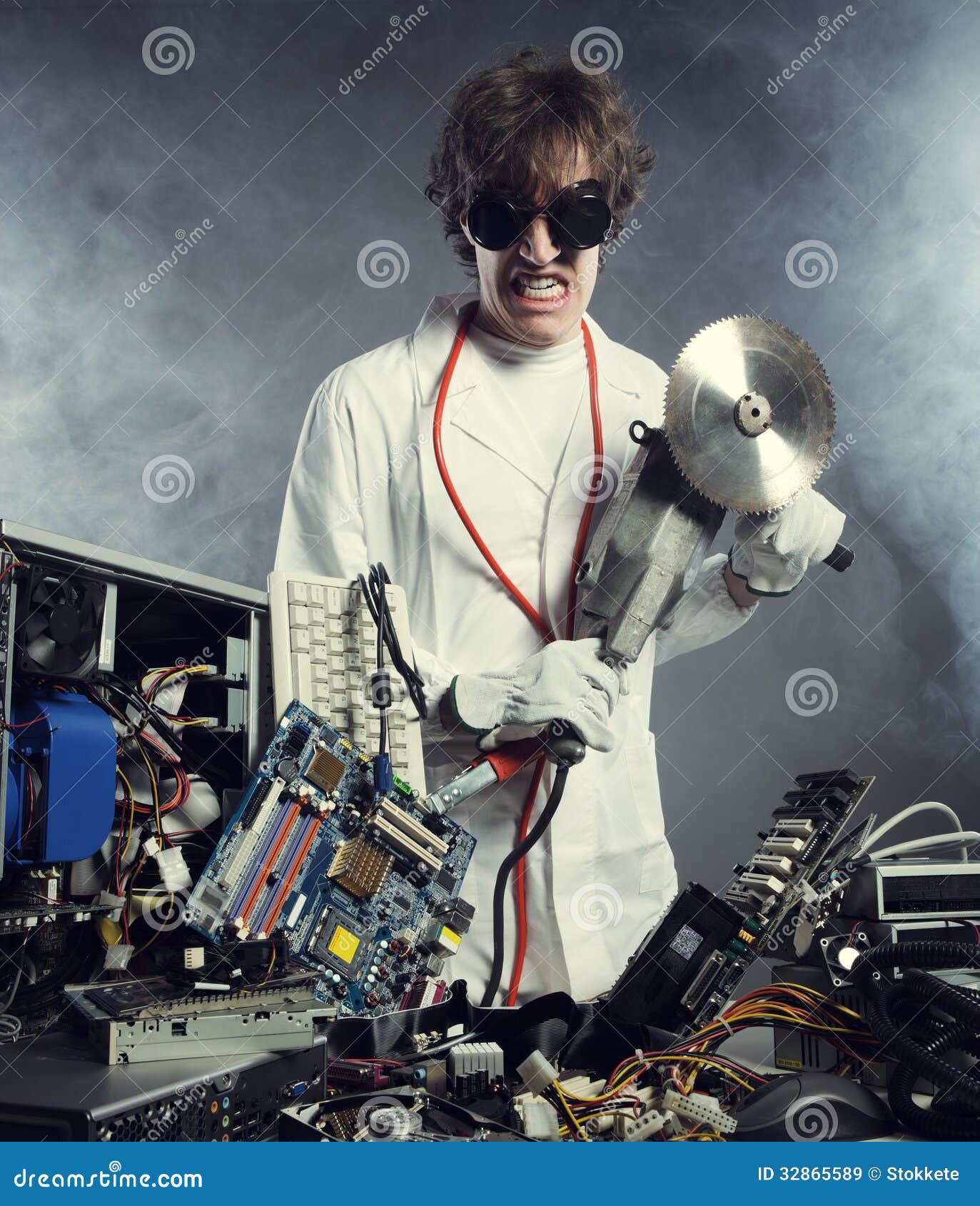 Mad it worker stock image. Image of nerd, crazy, engineer - 32865589