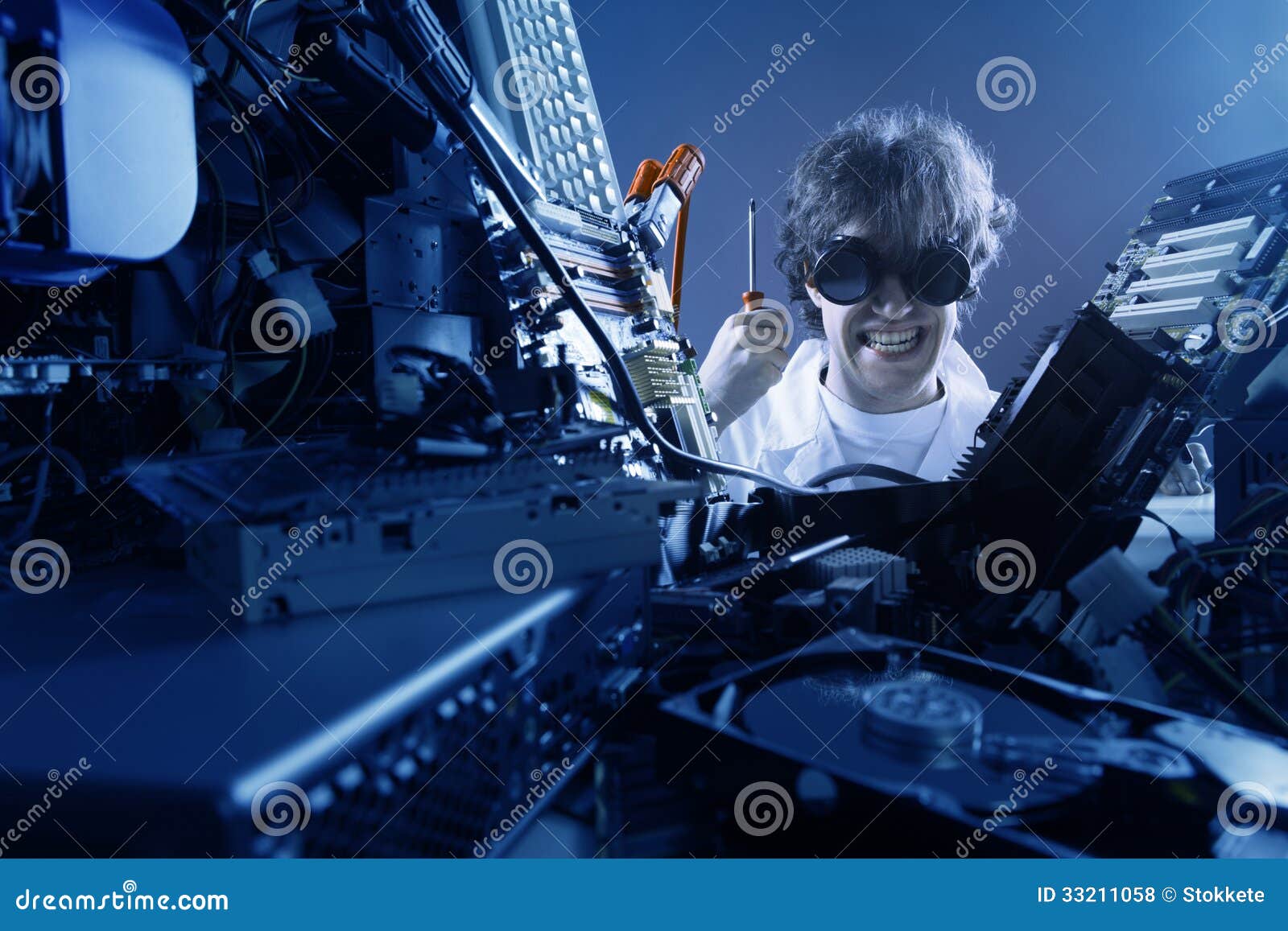 Mad it worker stock photo. Image of doctor, work, characters - 33211058