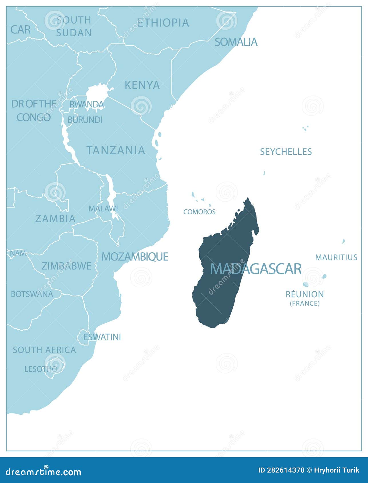 Map Of Madagascar In Blue Colour Cartoon Vector | CartoonDealer.com ...