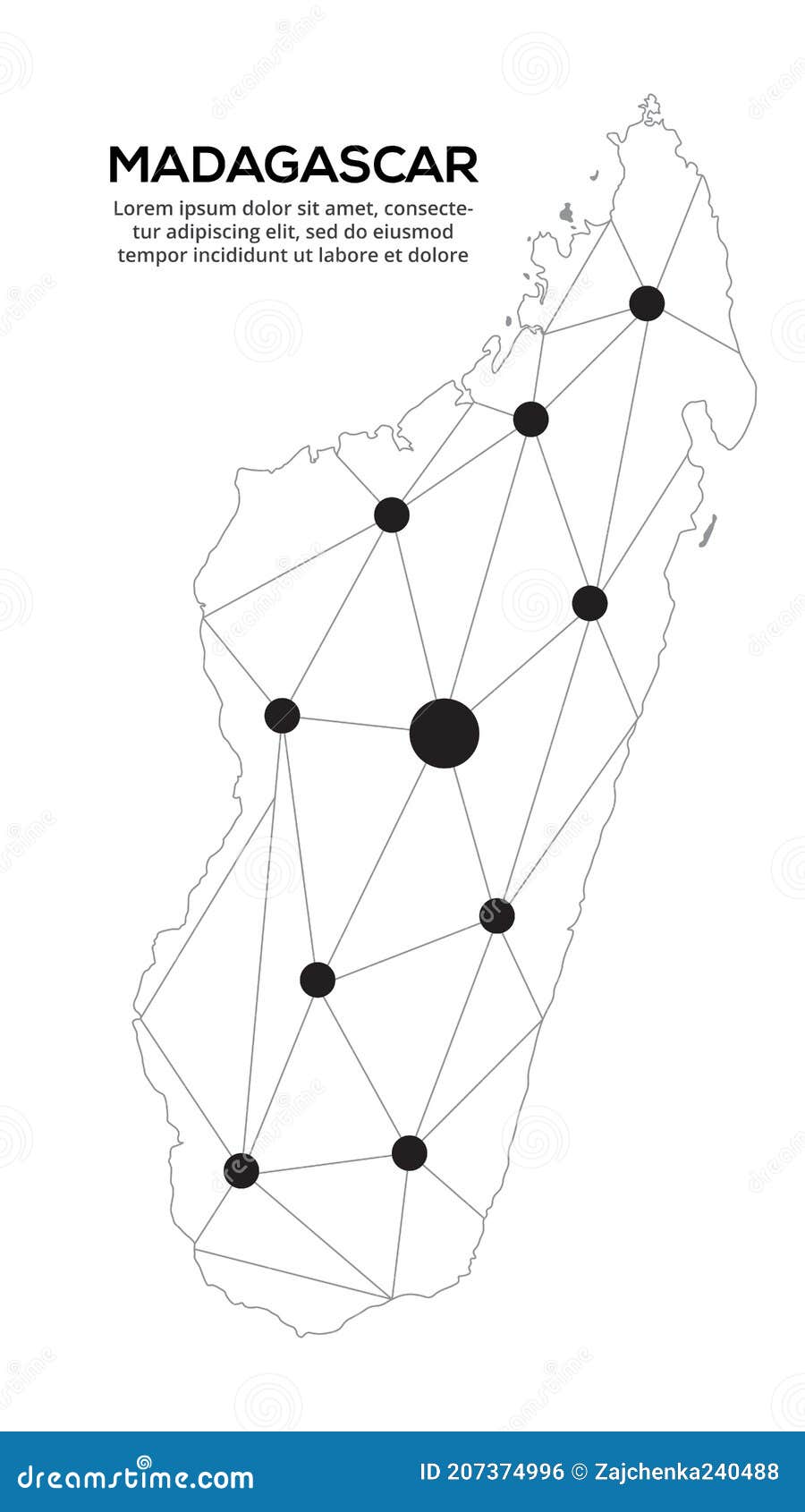 Madagascar Communication Network Map. Vector Image of a Low Poly Global ...