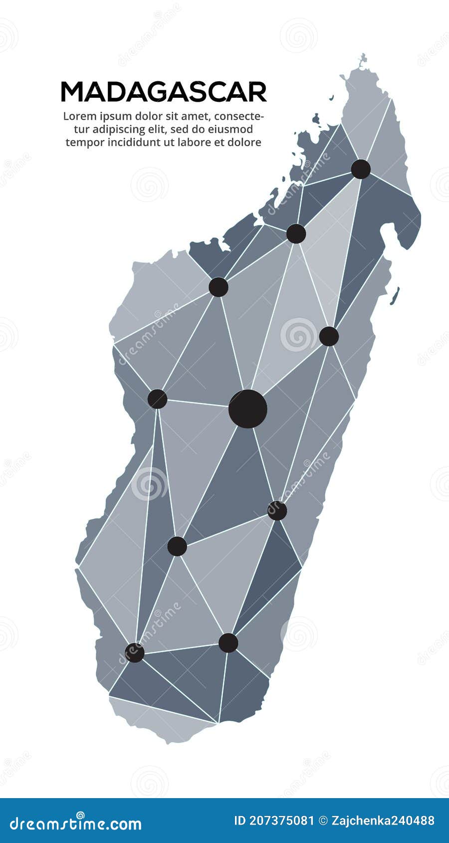 Madagascar Communication Network Map. Vector Image of a Low Poly Global ...