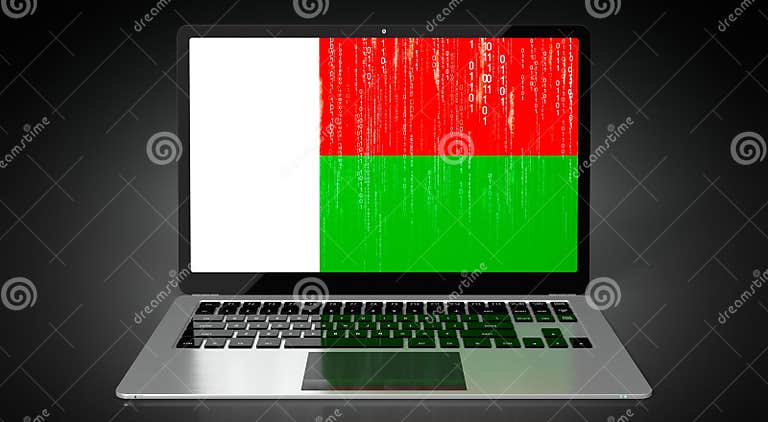 Madagascar - Country Flag and Binary Code on Laptop Screen Stock ...