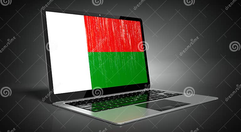 Madagascar - Country Flag and Binary Code on Laptop Screen Stock ...