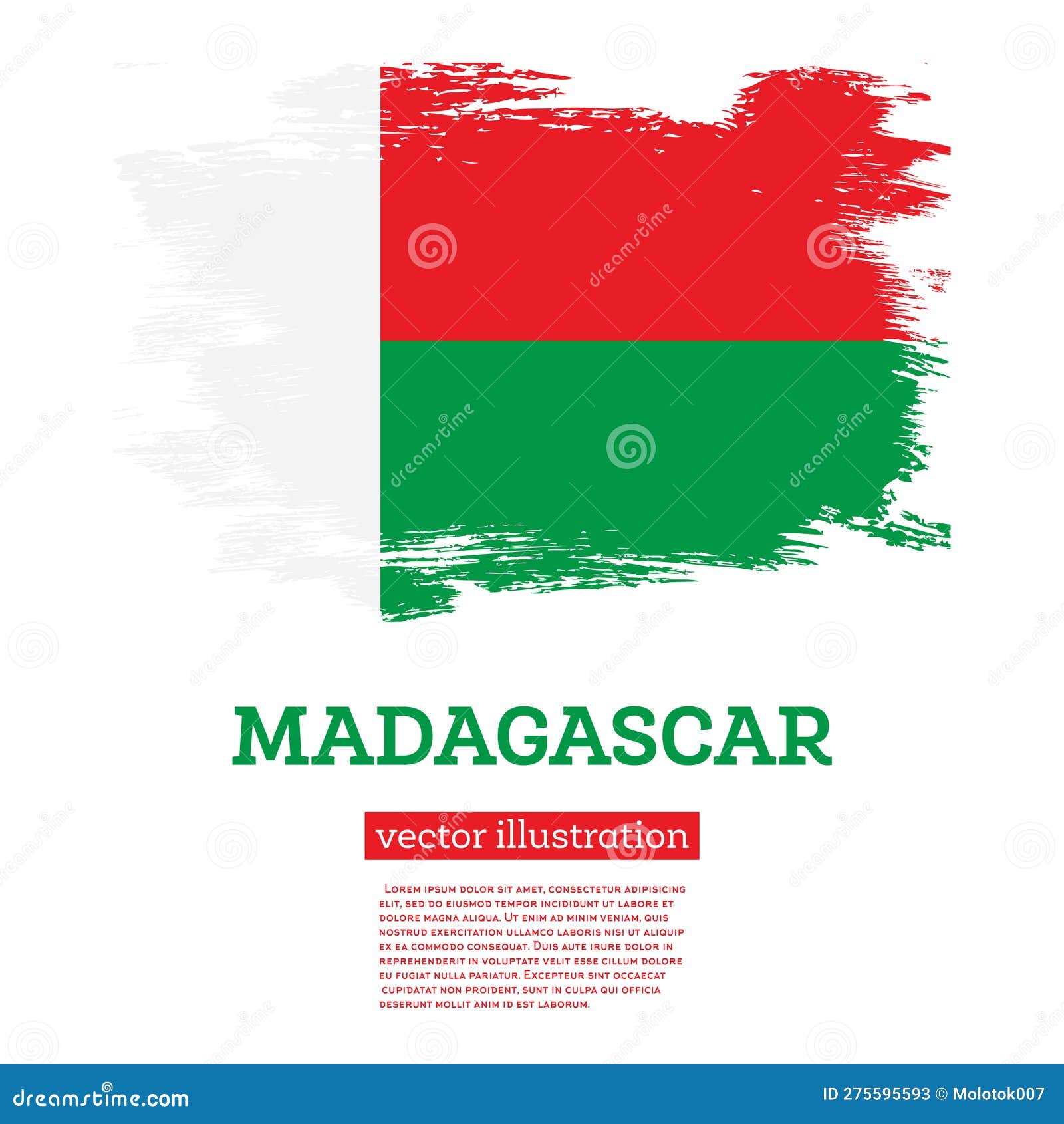 Madagascar Flag Vector Illustration On White Background. Madagascar ...