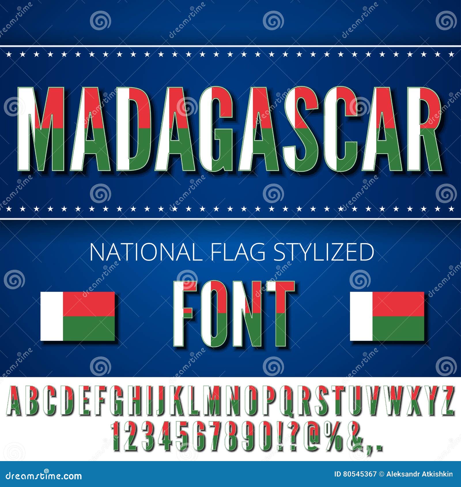 Madagascar Flag Font stock vector. Illustration of national - 80545367