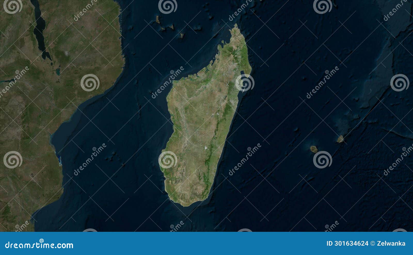 Madagascar Highlighted. High-res Satellite Stock Illustration ...