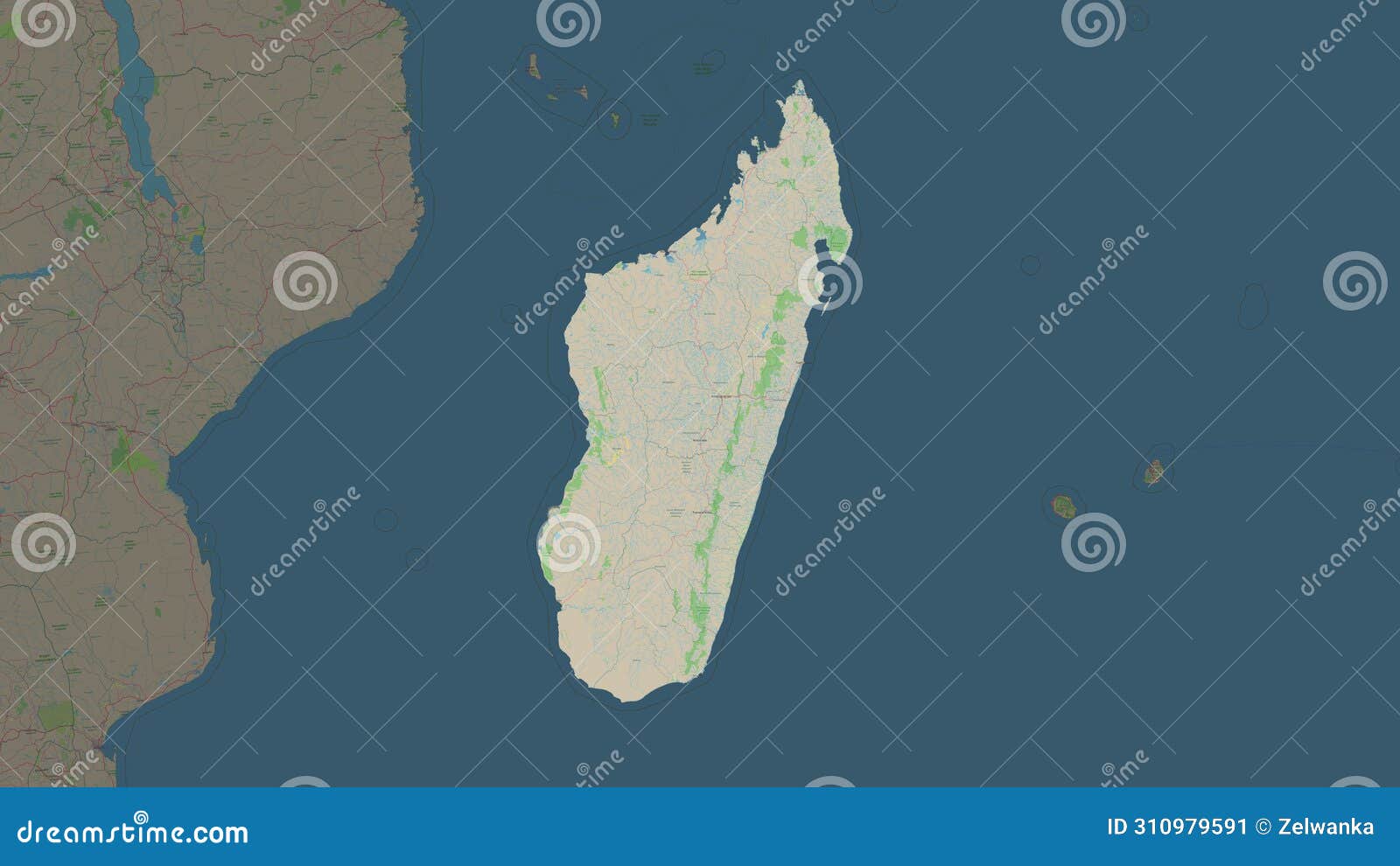 Madagascar Highlighted On A White Simplified 3D World Map. Digital 3D ...