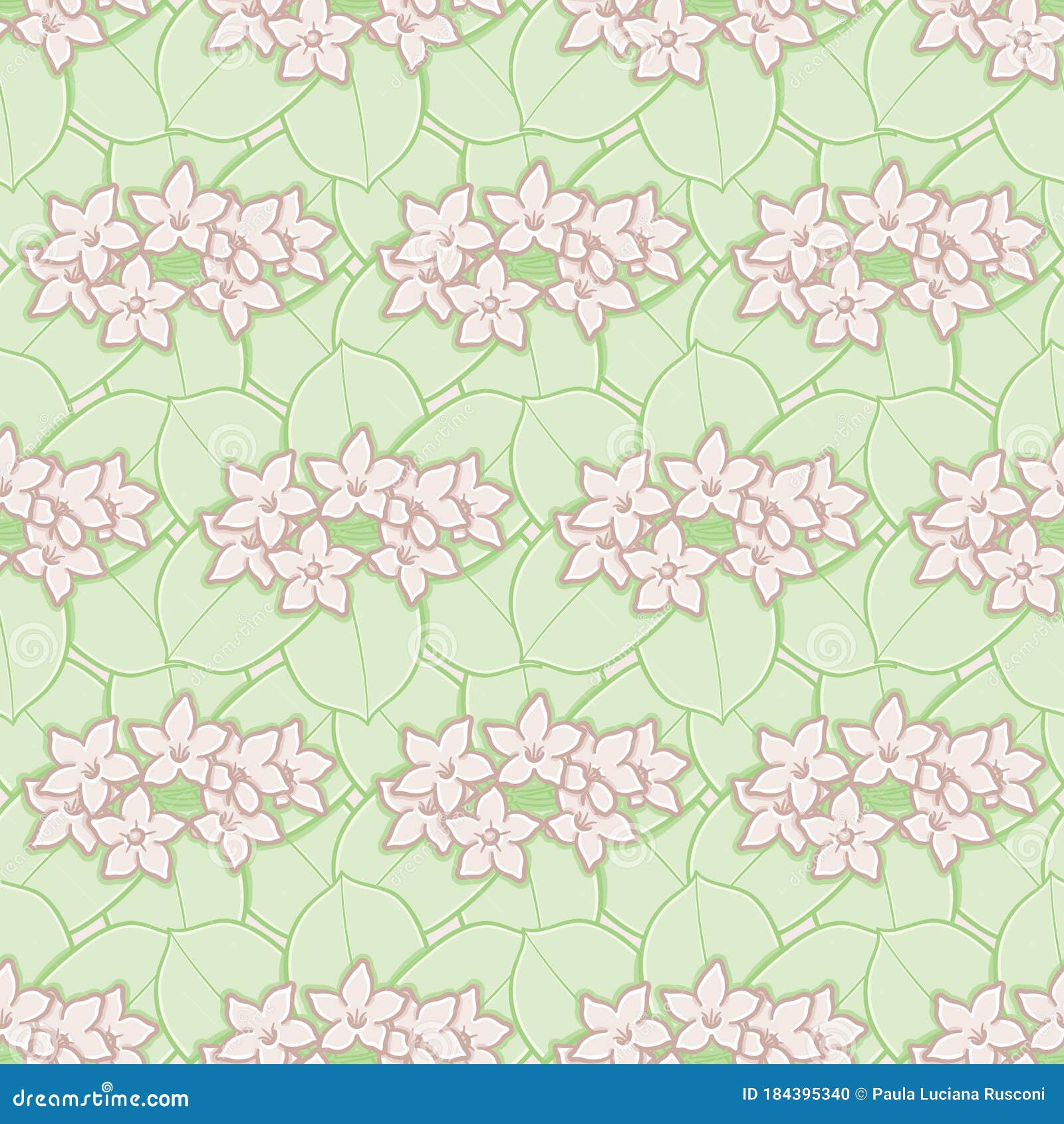 Madagascar Jasmine Seamless Vector Pattern Stock Vector - Illustration ...
