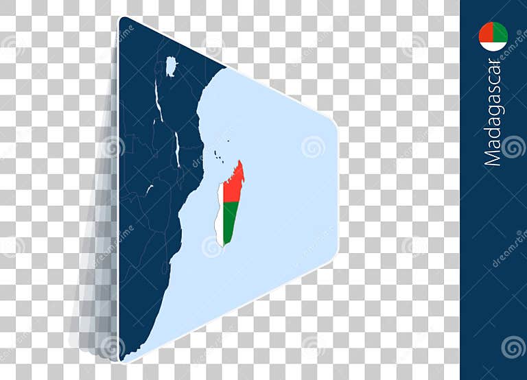 Madagascar Map and Flag on Transparent Background Stock Vector ...