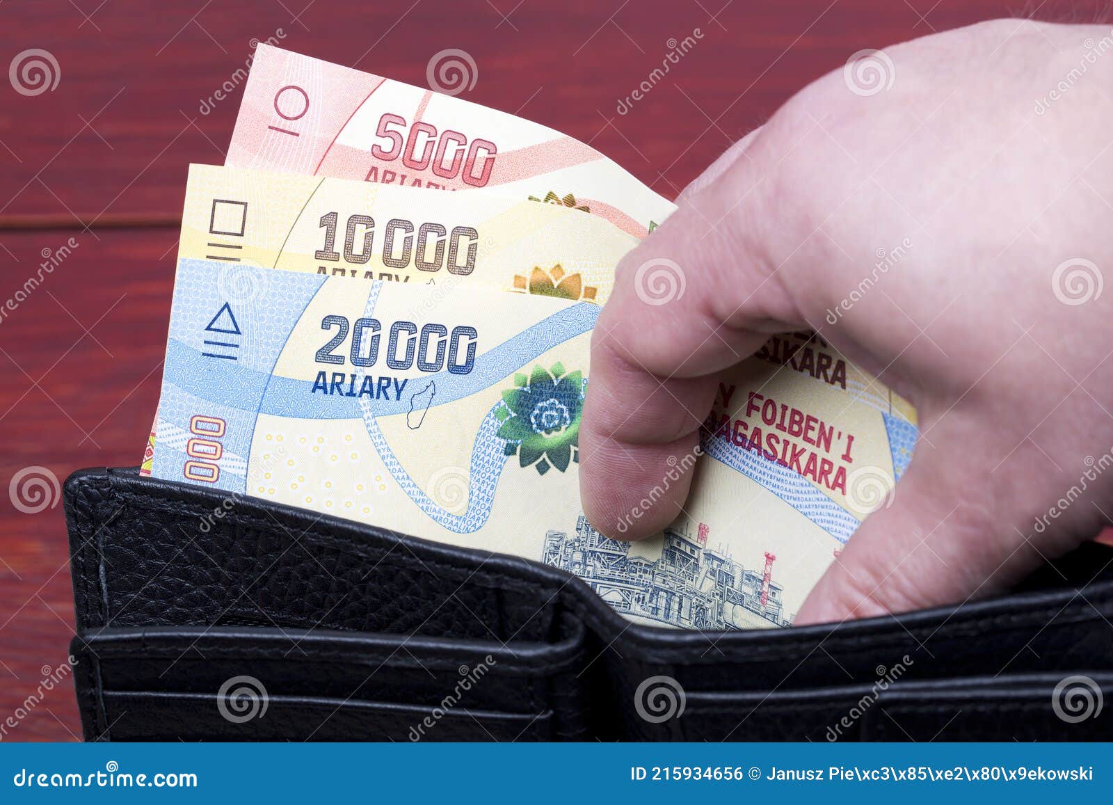 Madagascar Money in a Black Wallet Stock Photo - Image of cash, wallet ...