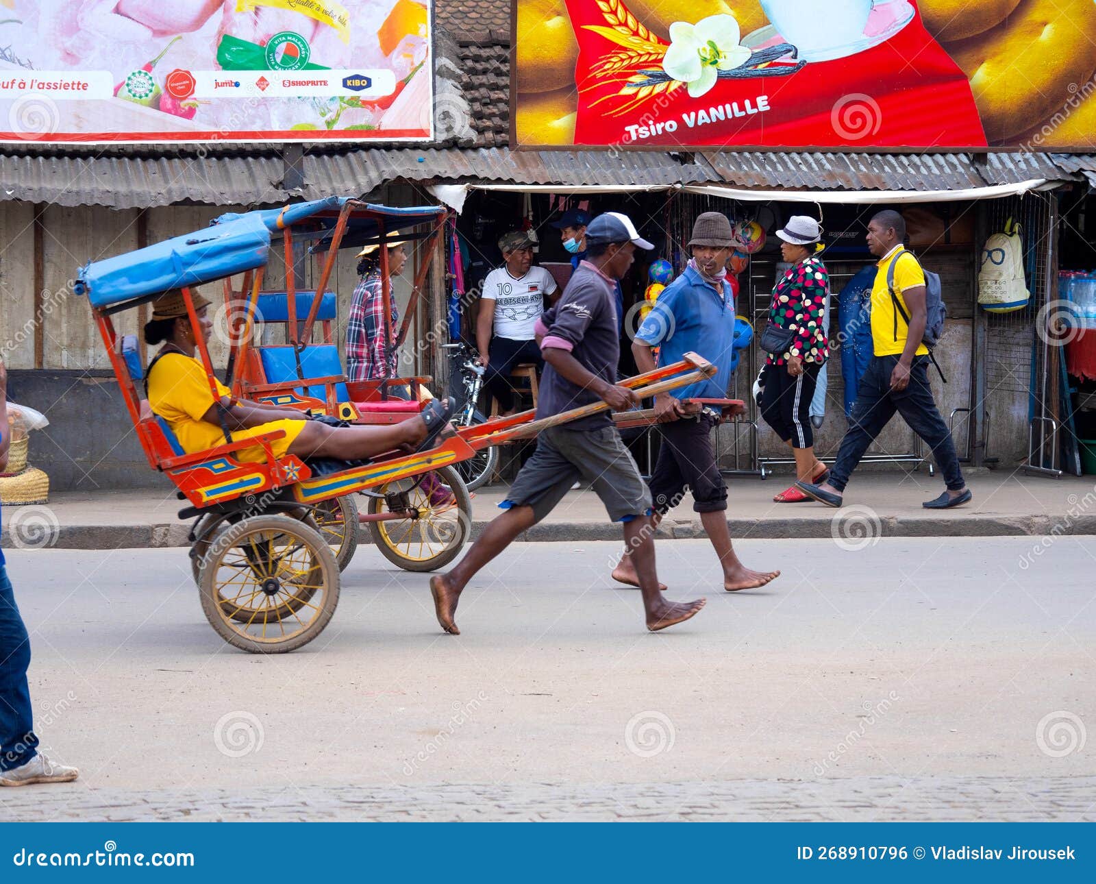 : Barefoot Men Pull Rickshaws in Ansirabe, Southern Madagascar ...