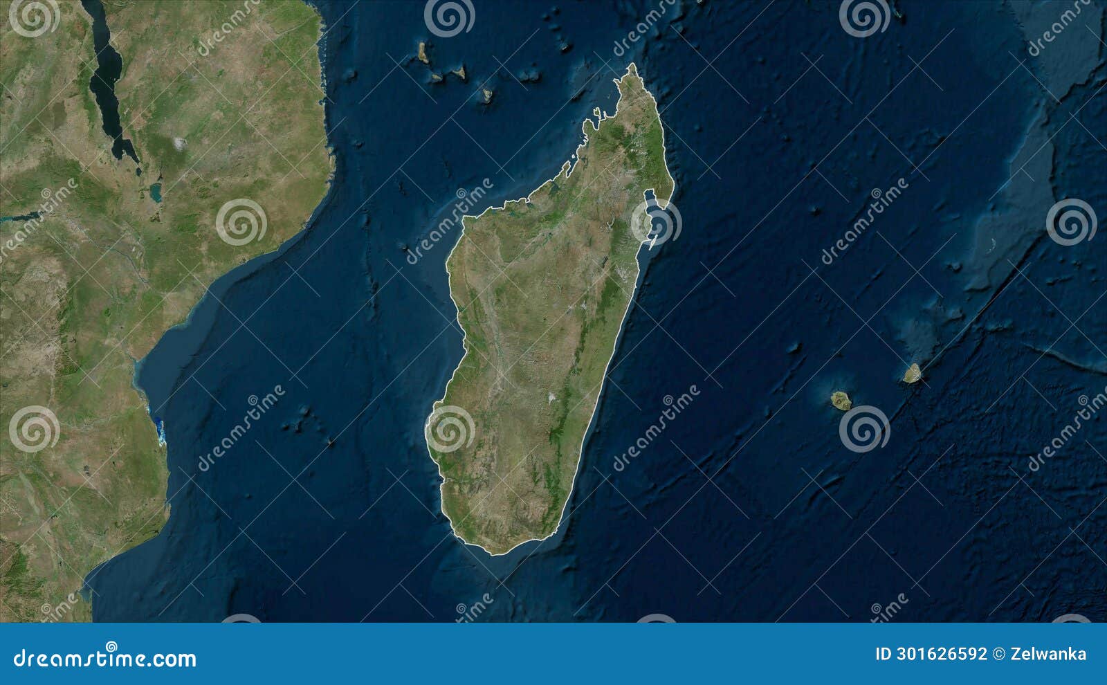 Madagascar Outlined. High-res Satellite Stock Illustration ...