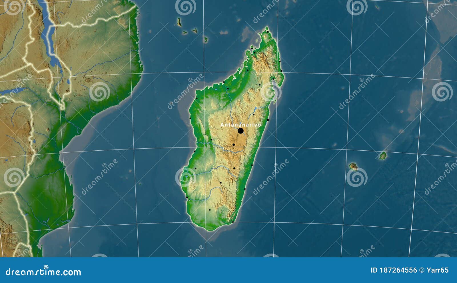 Madagascar - Physical. Composition, Borders Stock Illustration - Illustration of elevation ...