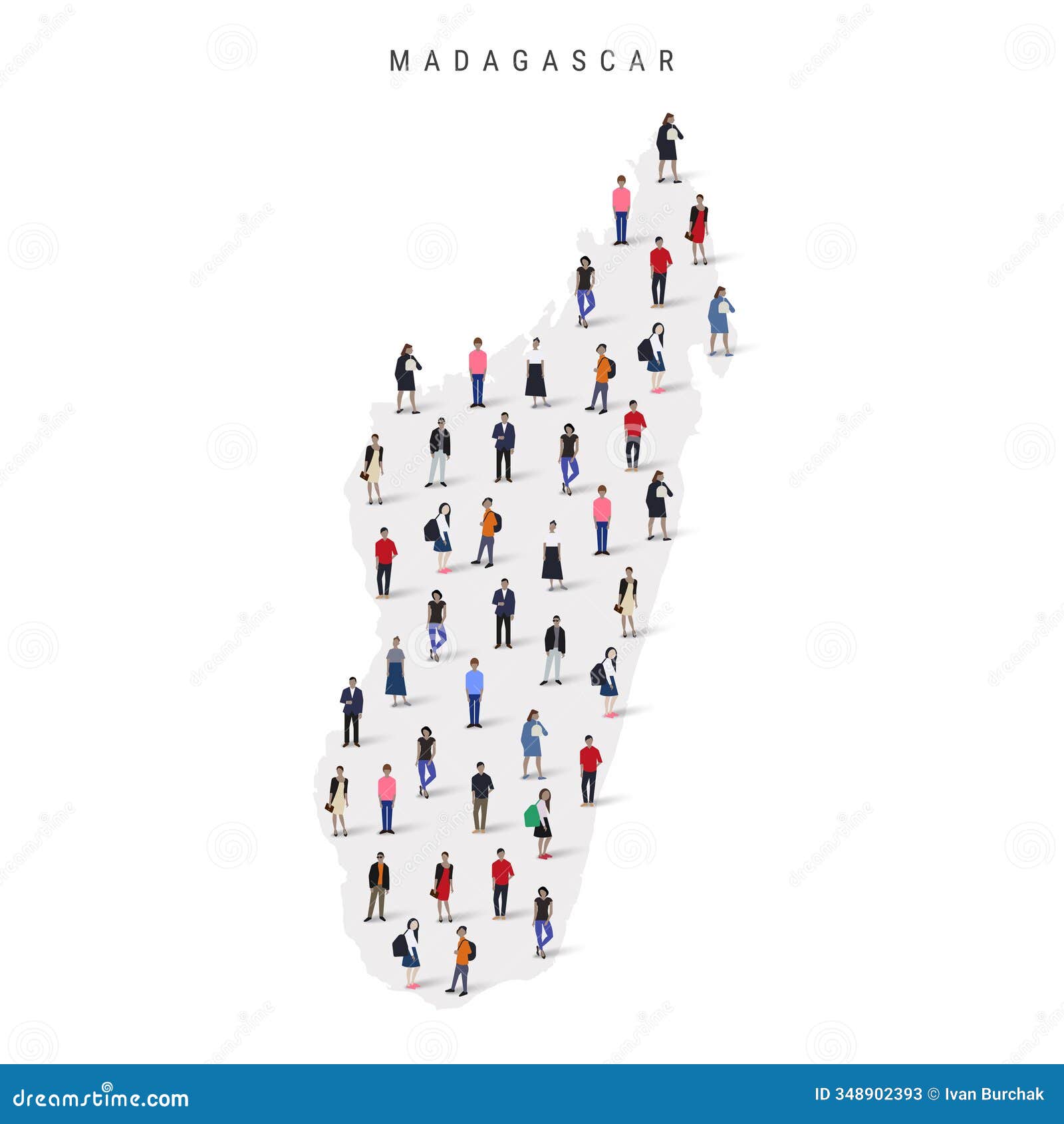 Madagascar Population Map. Large Group of People in a Shape of Republic ...