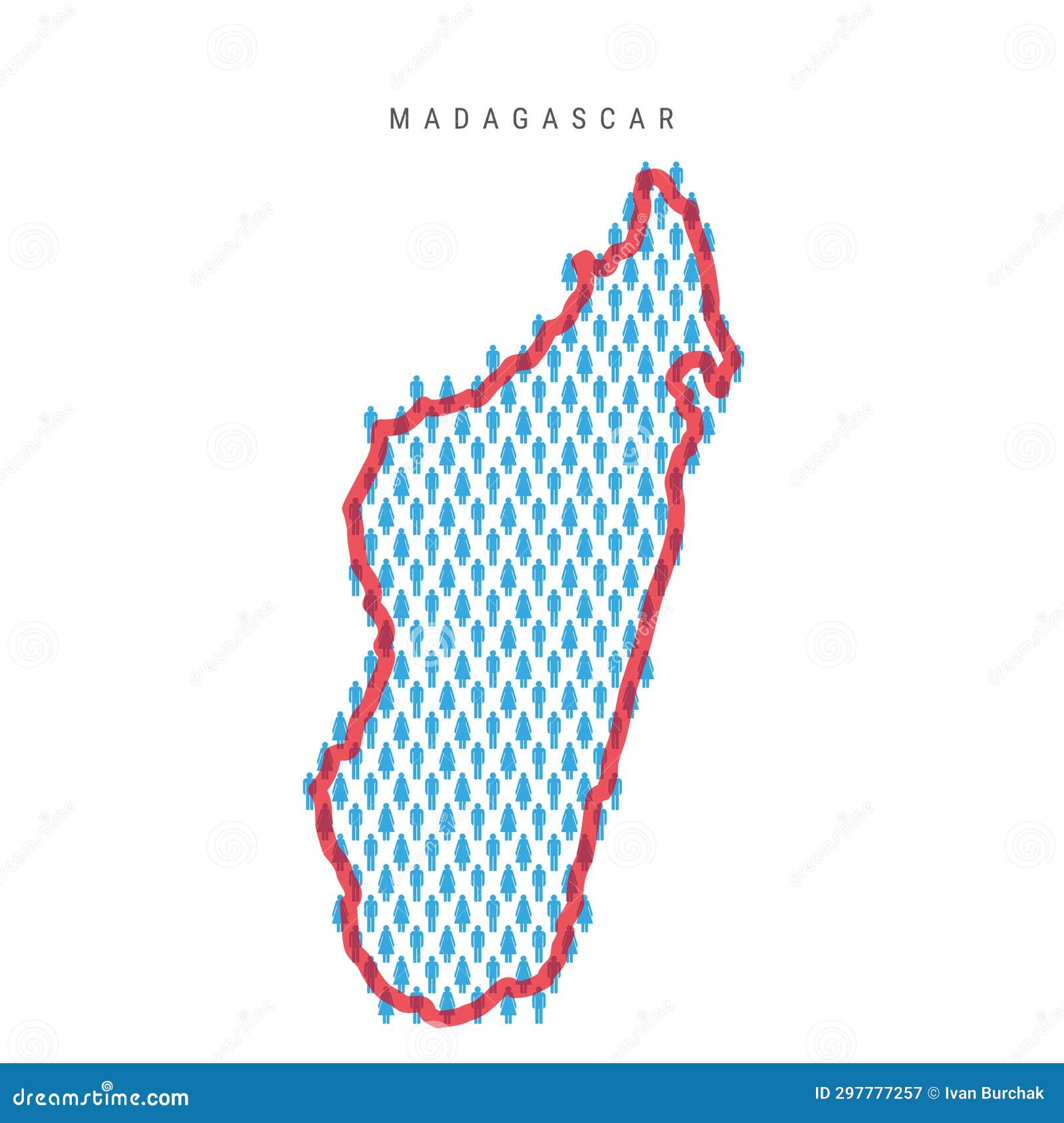 Madagascar Population Map. Stick Figures Madagascar People Map. Pattern ...