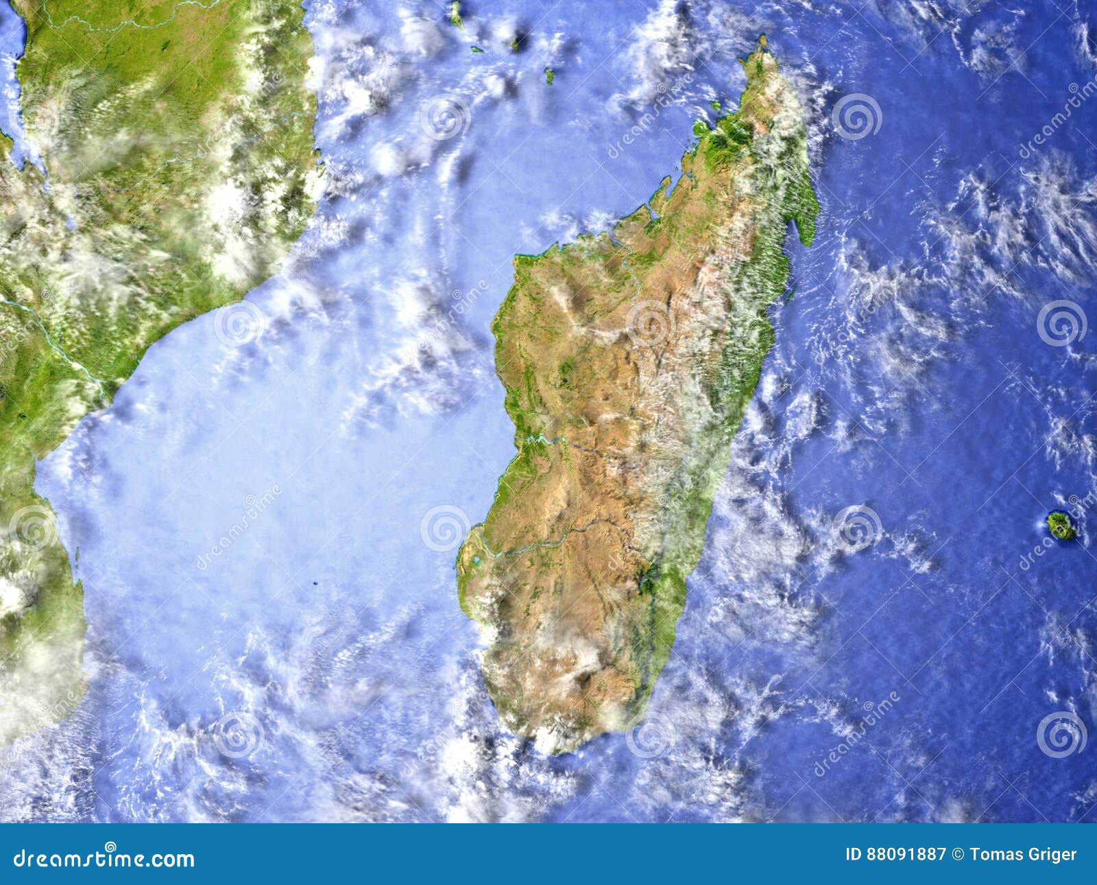 Madagascar on Realistic Model of Earth Stock Illustration ...