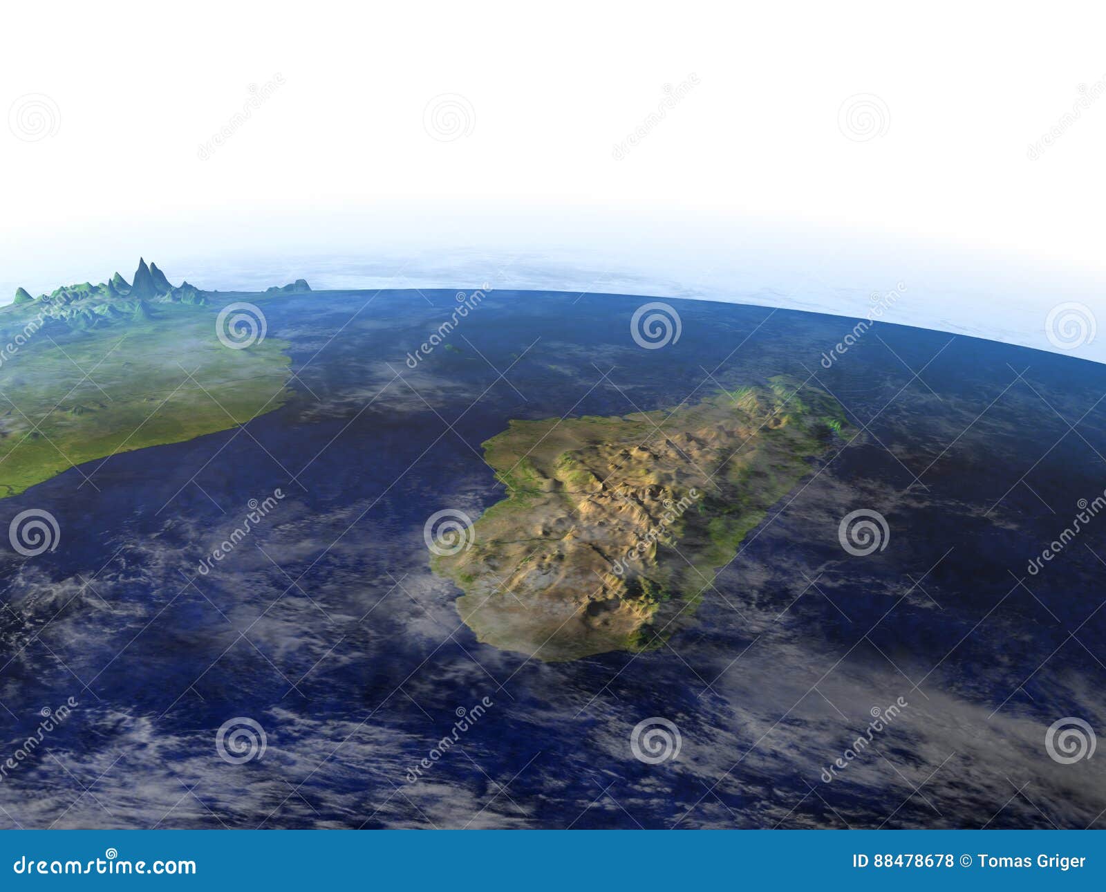 Madagascar on Realistic Model of Earth Stock Illustration ...