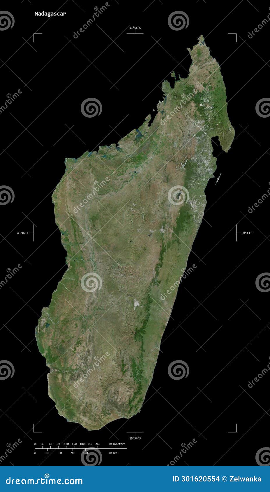 Madagascar Shape on Black. High-res Satellite Stock Illustration ...
