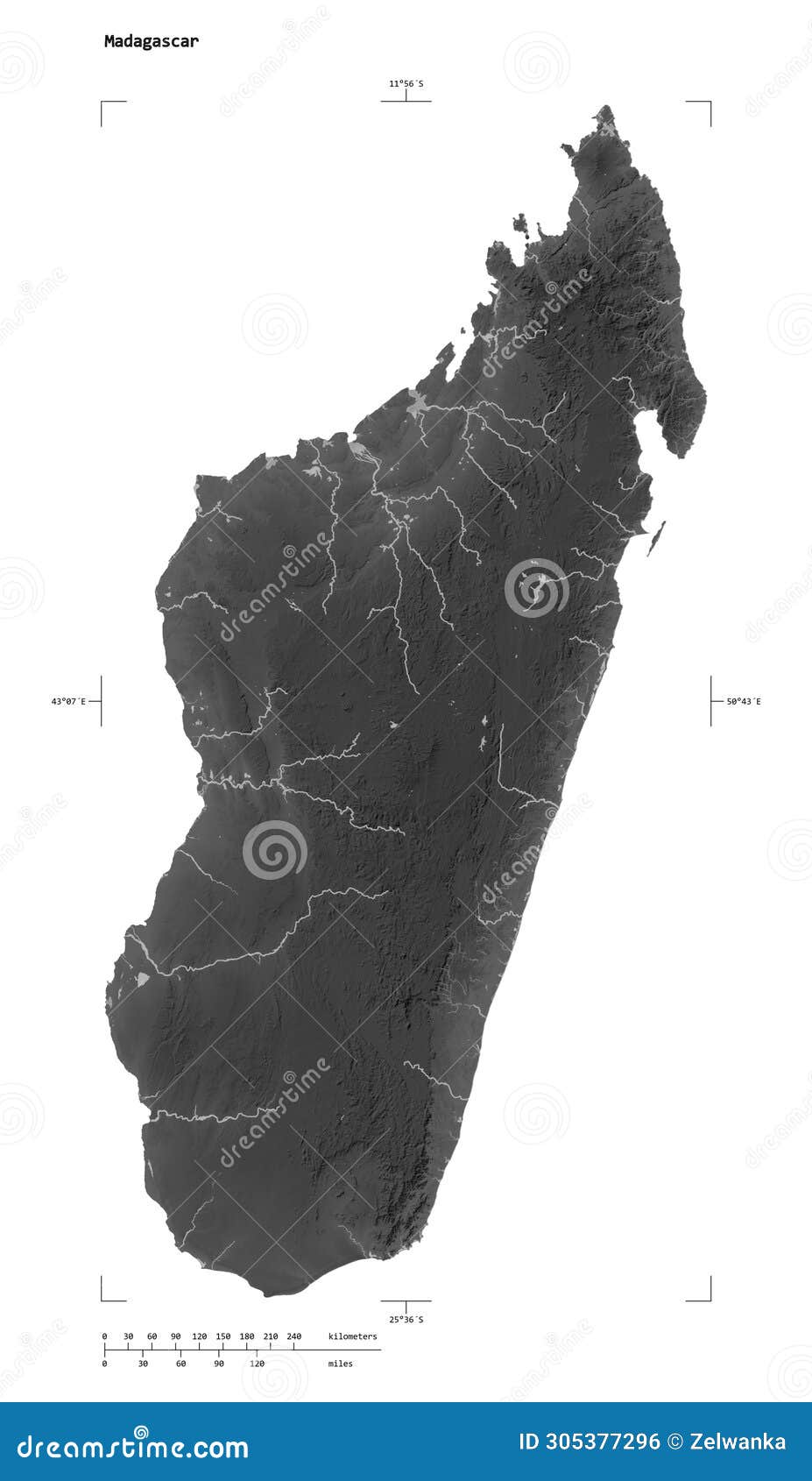 Madagascar Shape on White. Grayscale Stock Illustration - Illustration ...