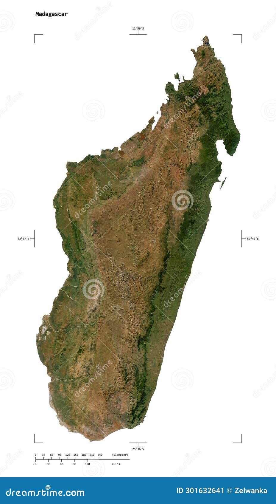 Madagascar Shape on White. Low-res Satellite Stock Illustration ...