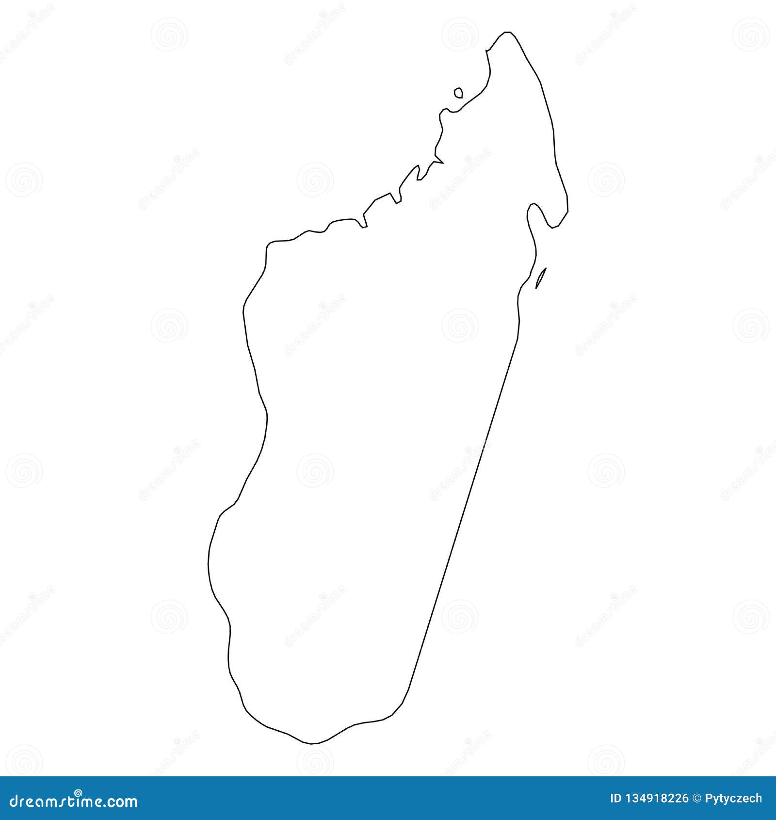 Madagascar - Solid Black Outline Border Map of Country Area. Simple ...