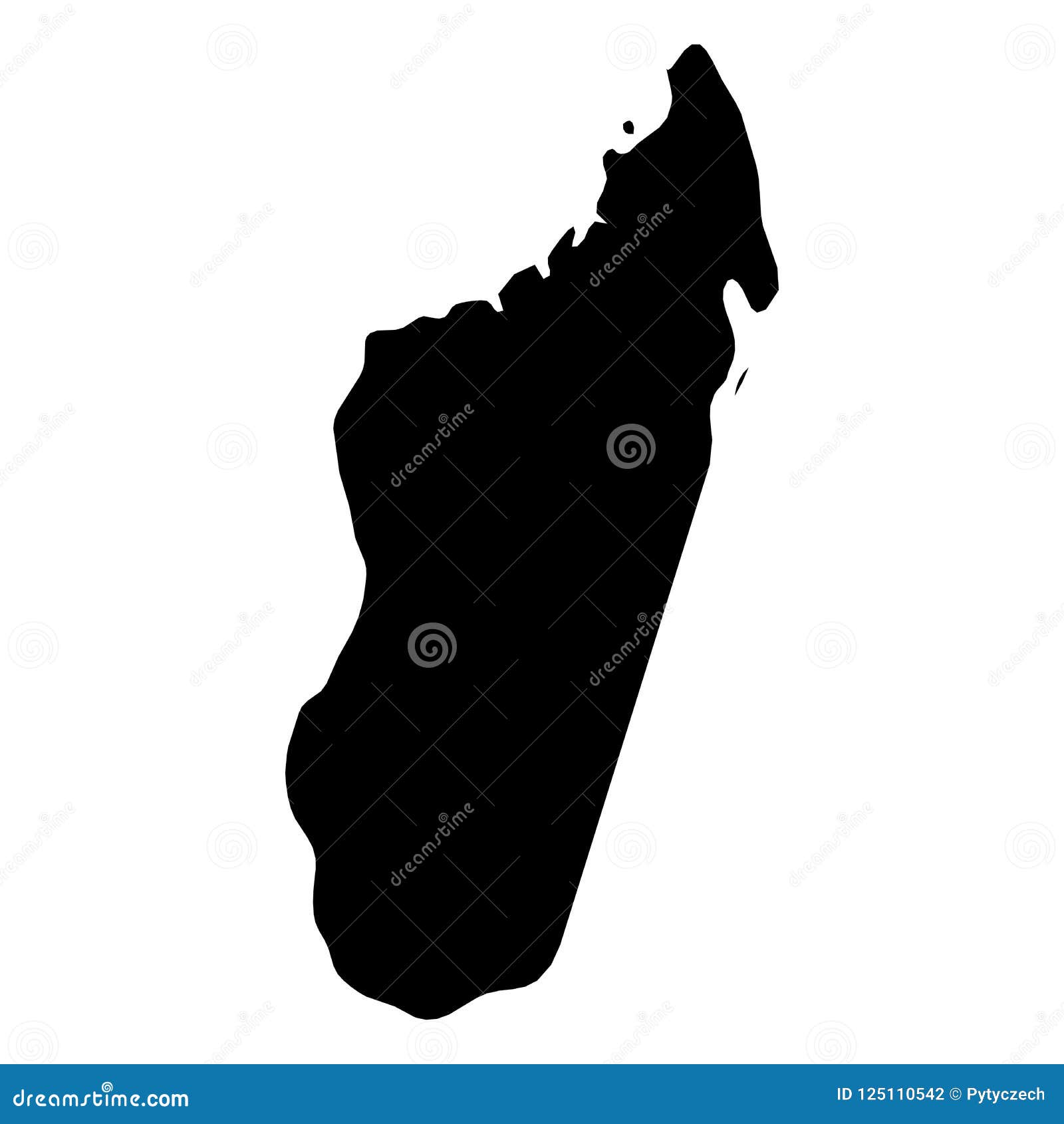Madagascar - Solid Black Silhouette Map of Country Area. Simple Flat ...