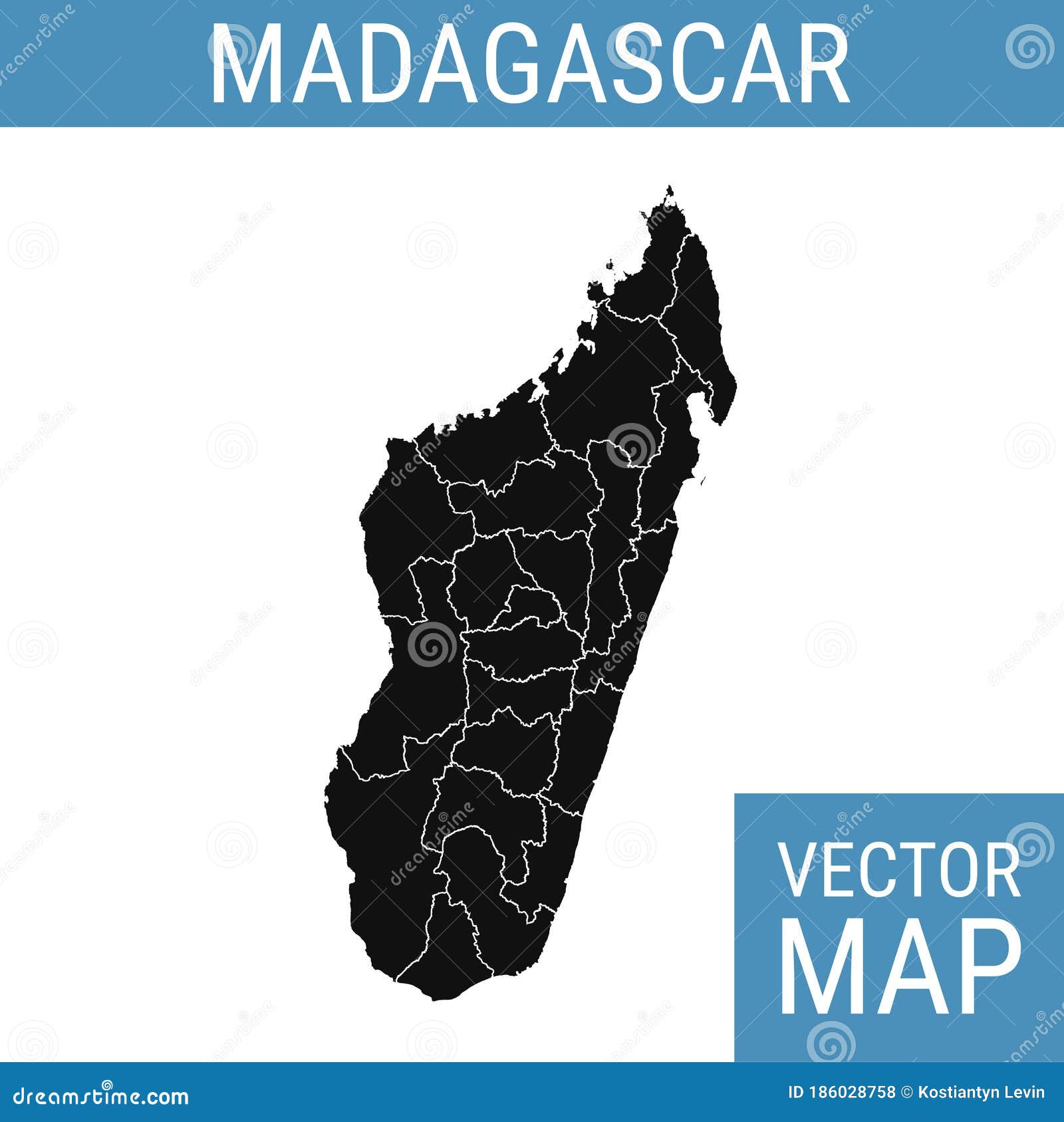 Madagascar Vector Map Isolated On White Background. High-Detailed Black ...