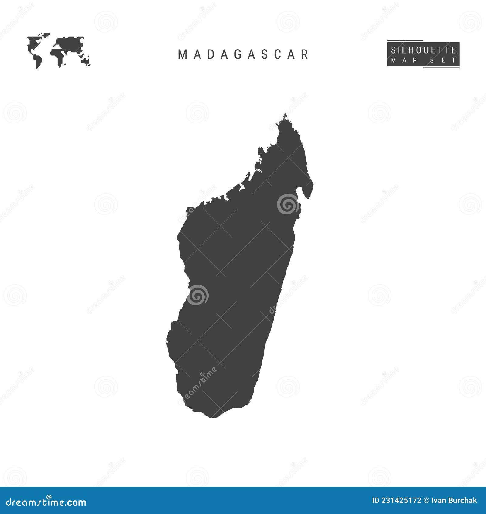 Madagascar Vector Map Isolated on White Background. High-Detailed Black ...