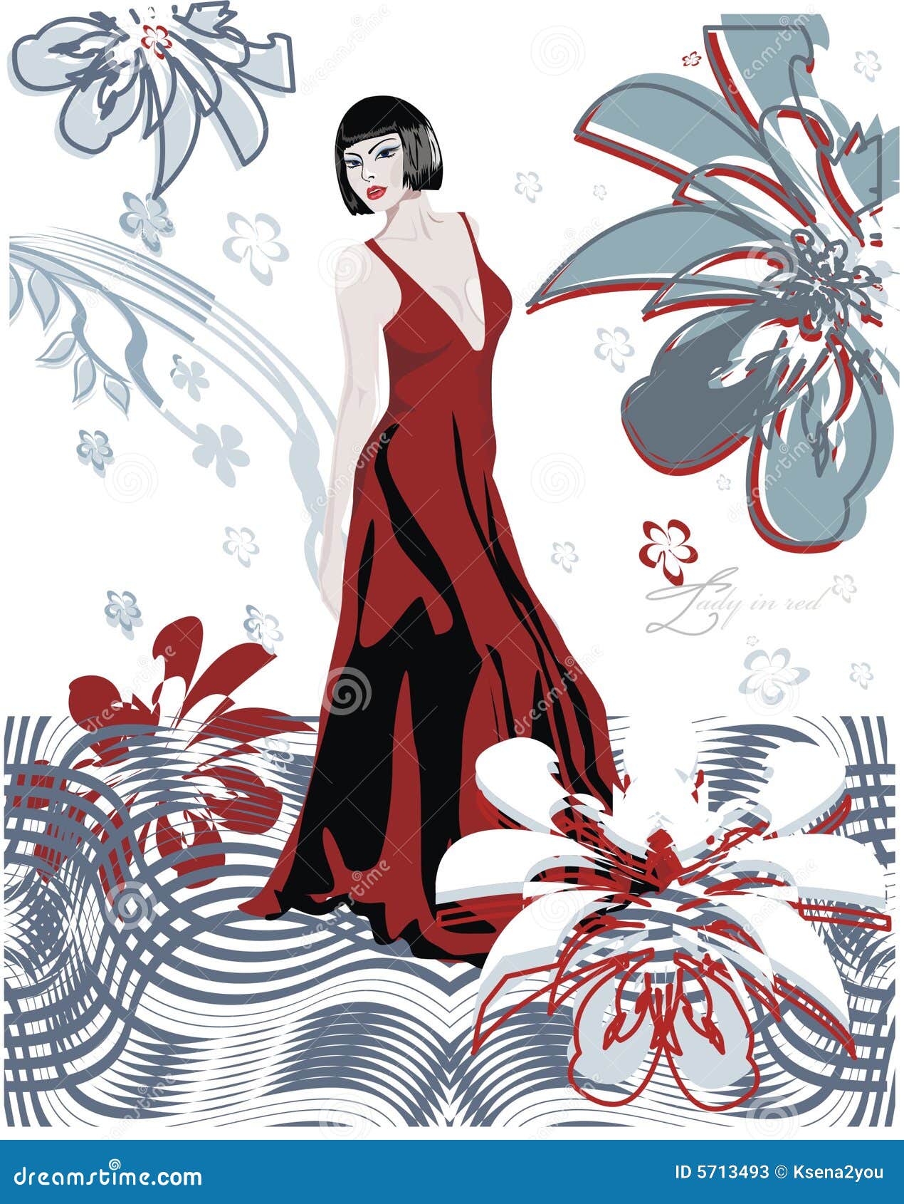 Madame en rouge illustration de vecteur. Illustration du fond - 5713493