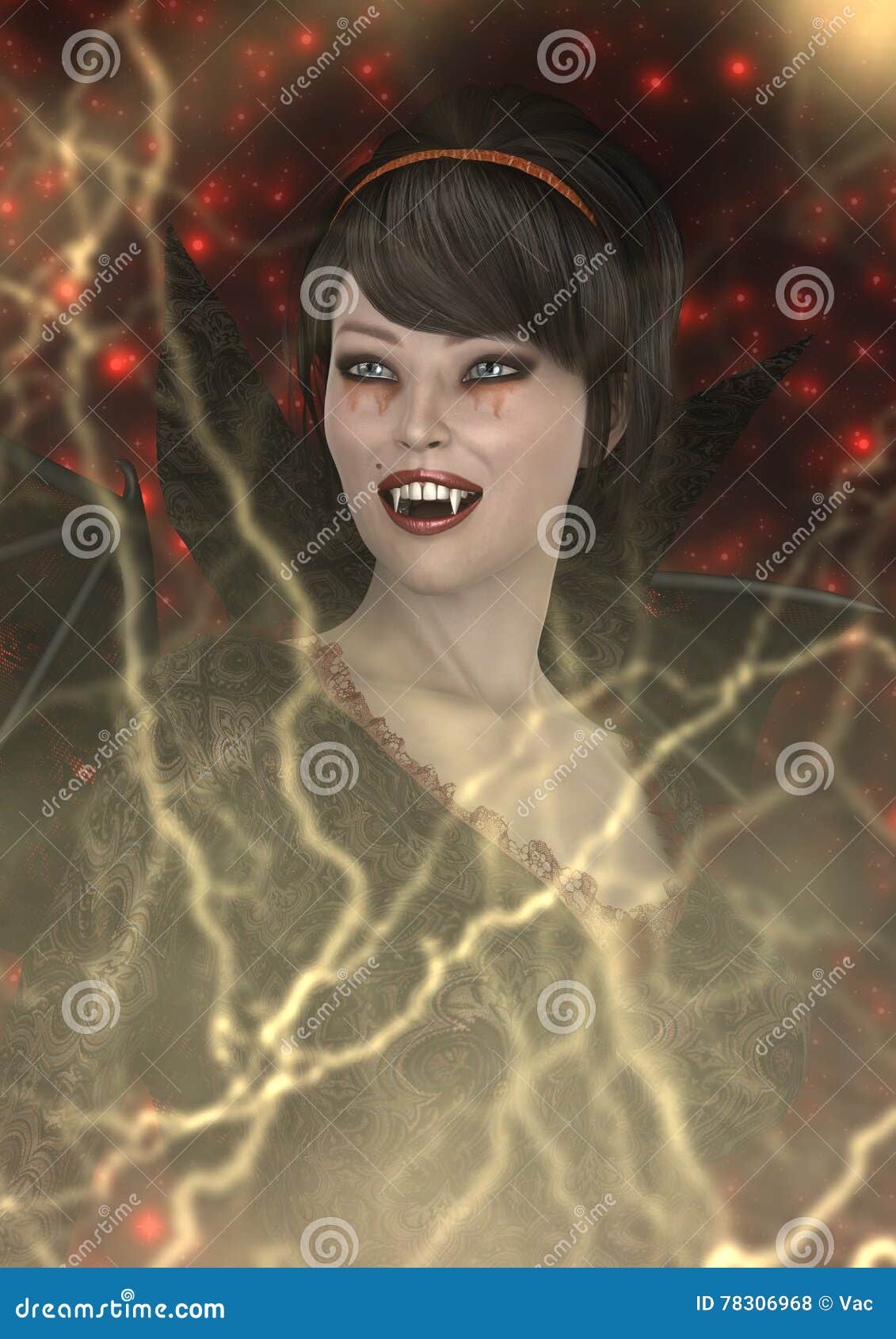 Madame Vamp du rendu 3D illustration stock. Illustration du halloween ...