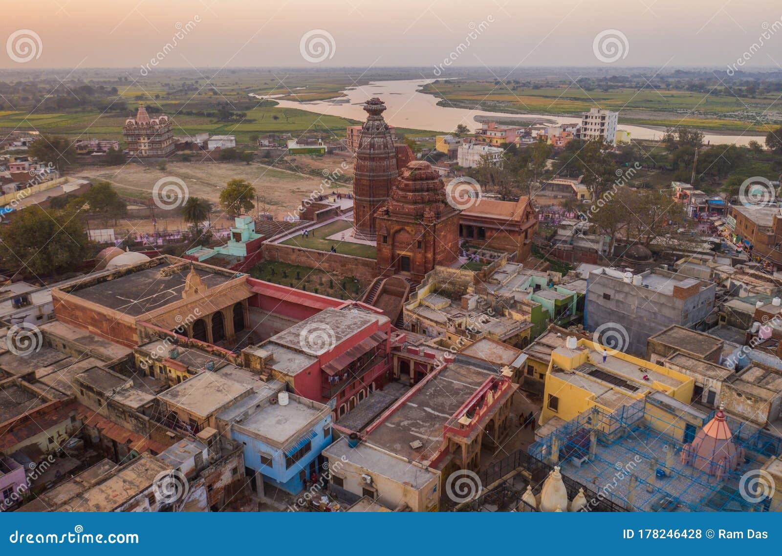 Madan Mohan Temple in Vrindavan, India, Aerial Drone View Stock Photo ...