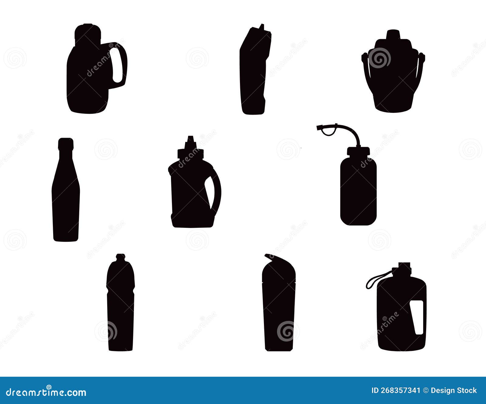 Drinking Water Bottle Isolated Vector Silhouettes Stock Illustration ...