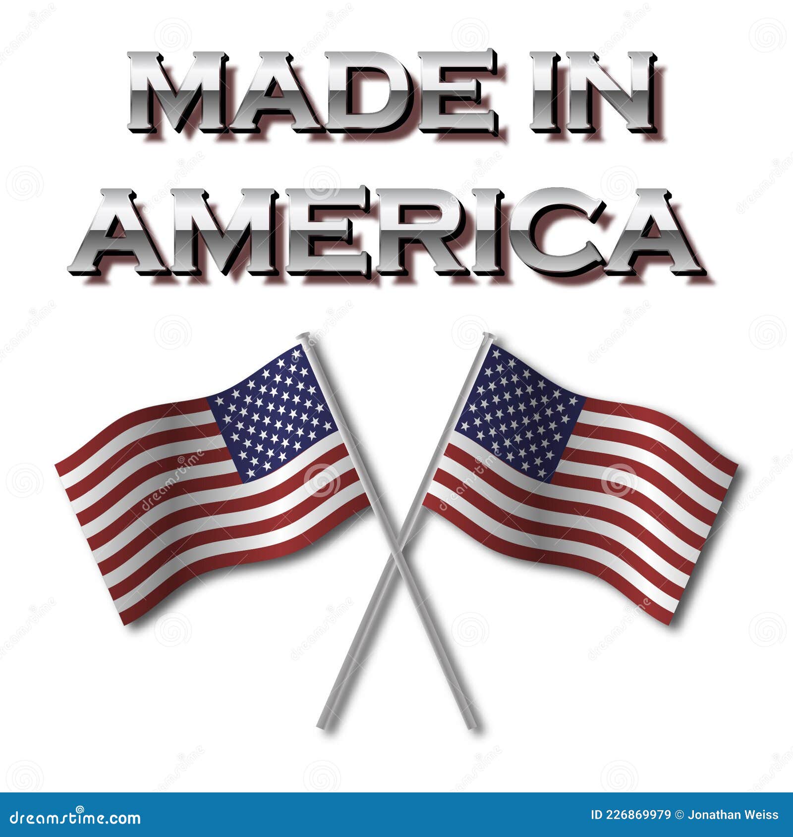Made in America Vector with Waving American Flag. Products Made in the ...