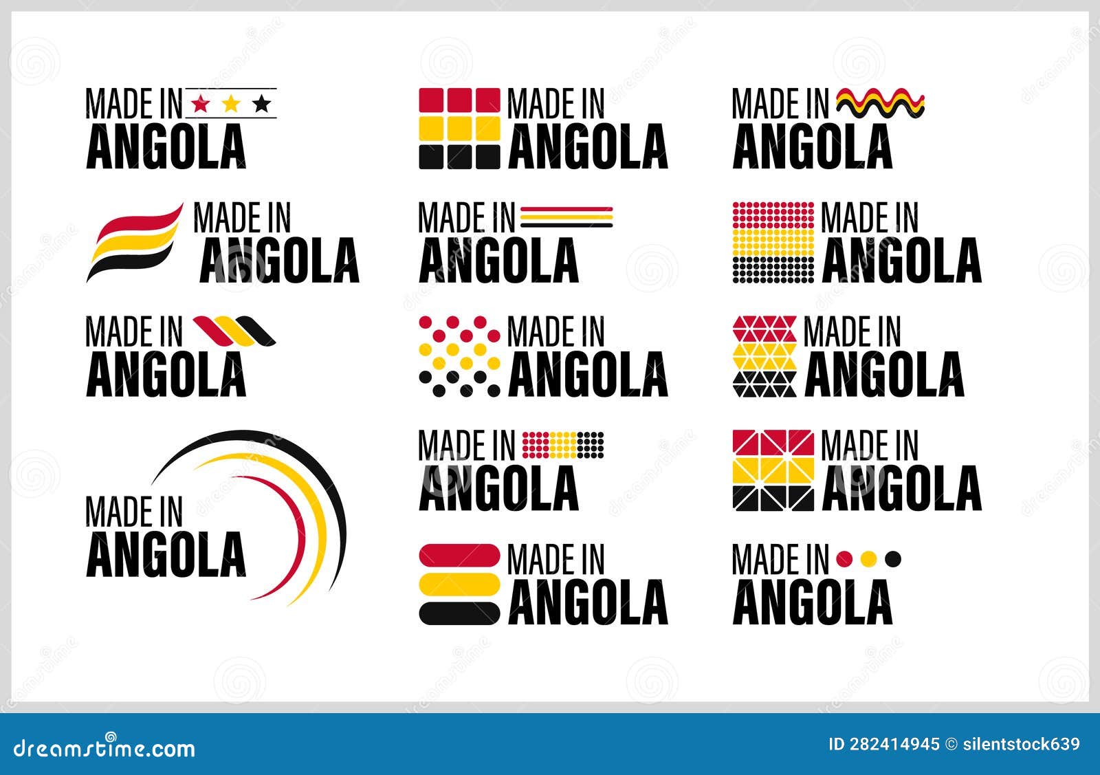 Made in Angola Graphic and Label Set Stock Vector - Illustration of ...