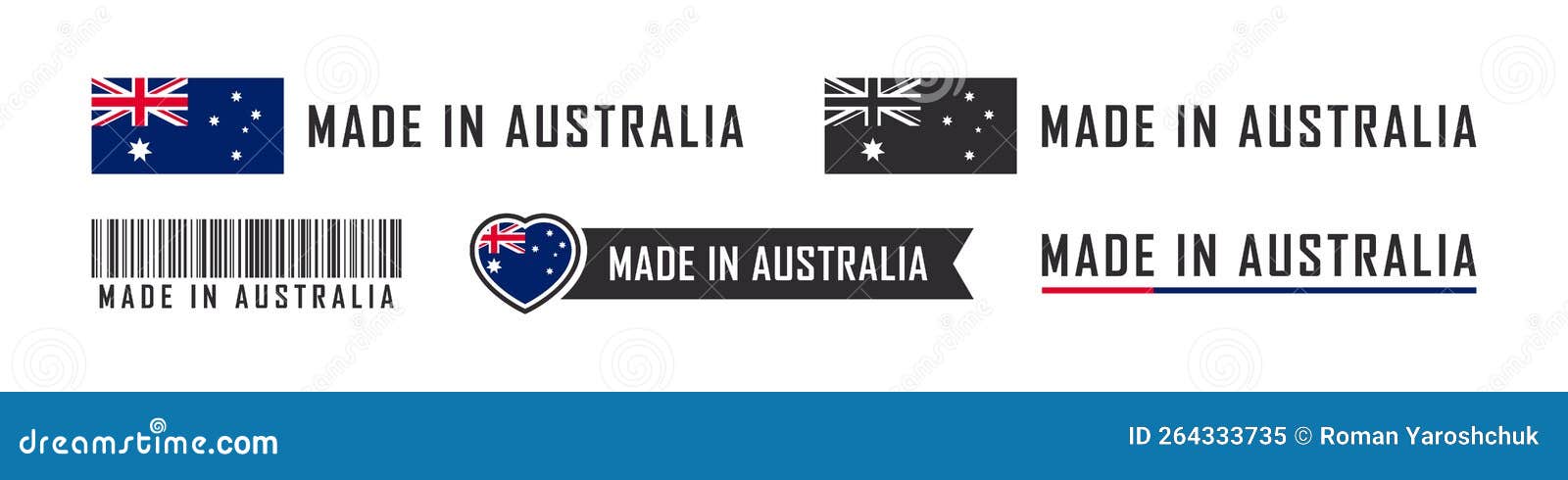 Made in Australia Logo or Labels. Australia Product Emblems Stock ...